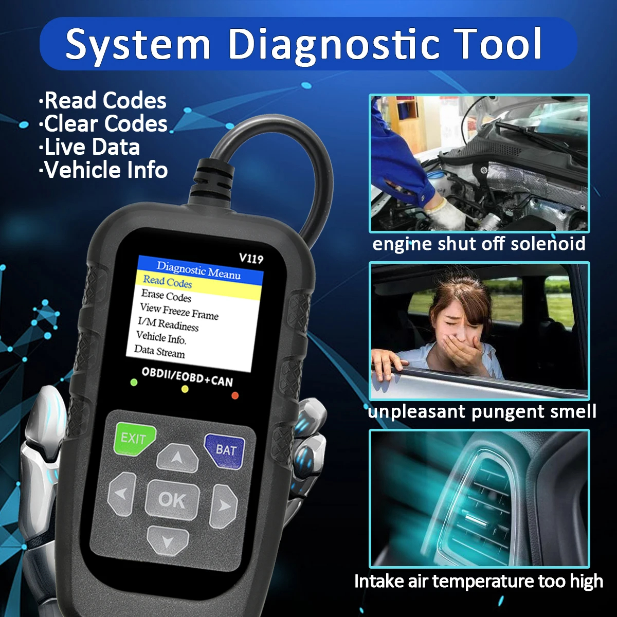 V119 OBD2 – Scanner Diagnostic Auto Universel Maroc - Dsindustrie.com